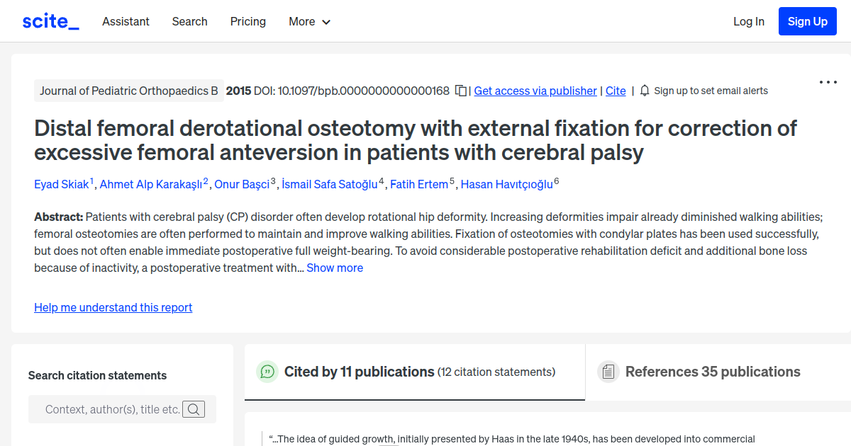 Distal femoral derotational osteotomy with external fixation for ...