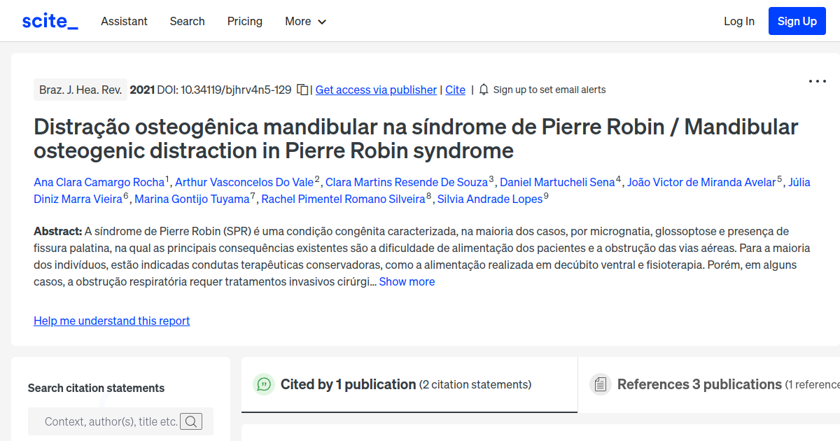 Distração osteogênica mandibular na síndrome de Pierre Robin ...