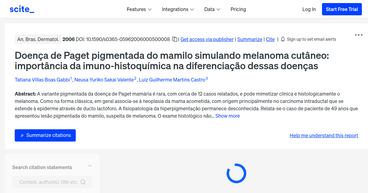 Doença de Paget pigmentada do mamilo simulando melanoma cutâneo ...