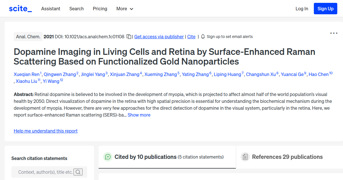 Dopamine Imaging in Living Cells and Retina by Surface-Enhanced Raman ...