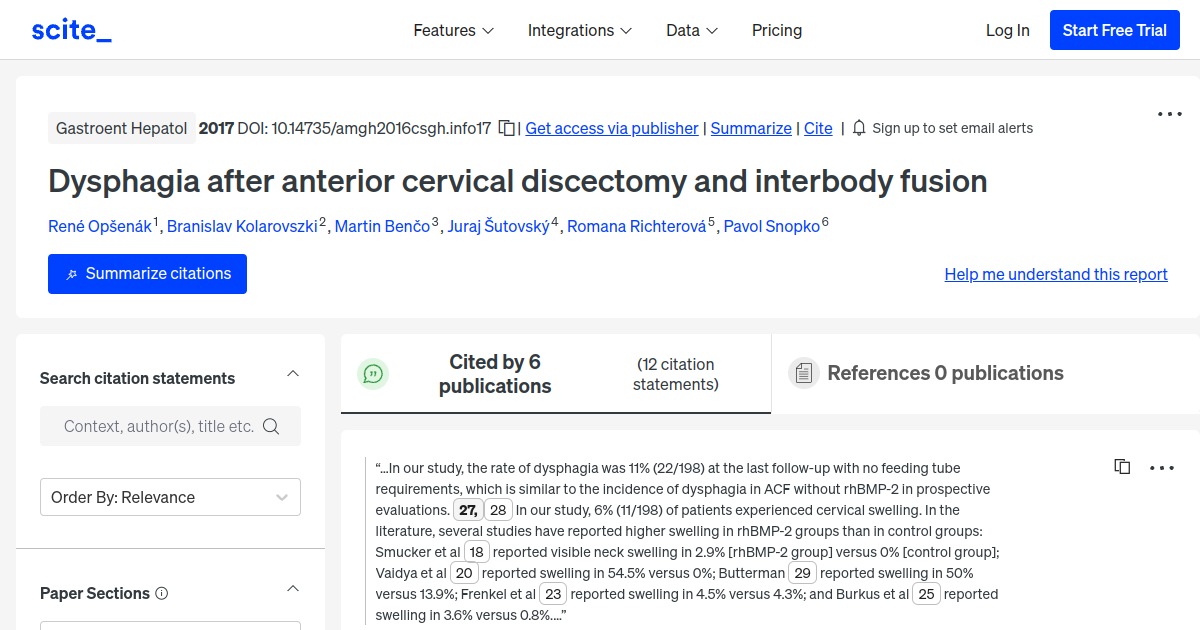 Dysphagia after anterior cervical discectomy and interbody fusion ...