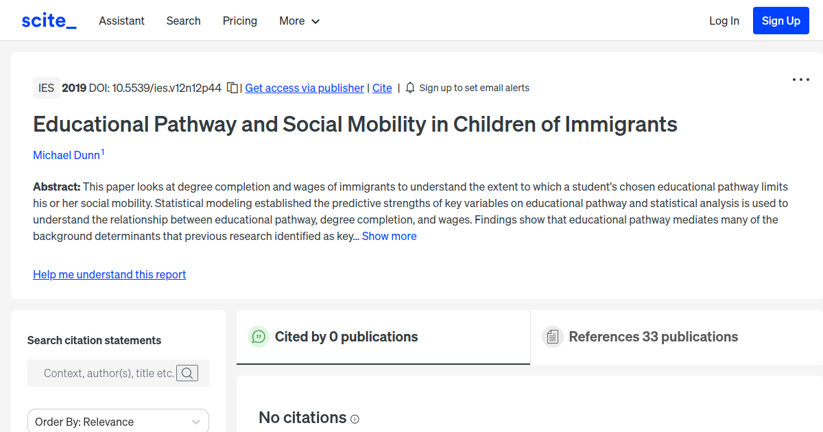 Educational Pathway and Social Mobility in Children of Immigrants ...