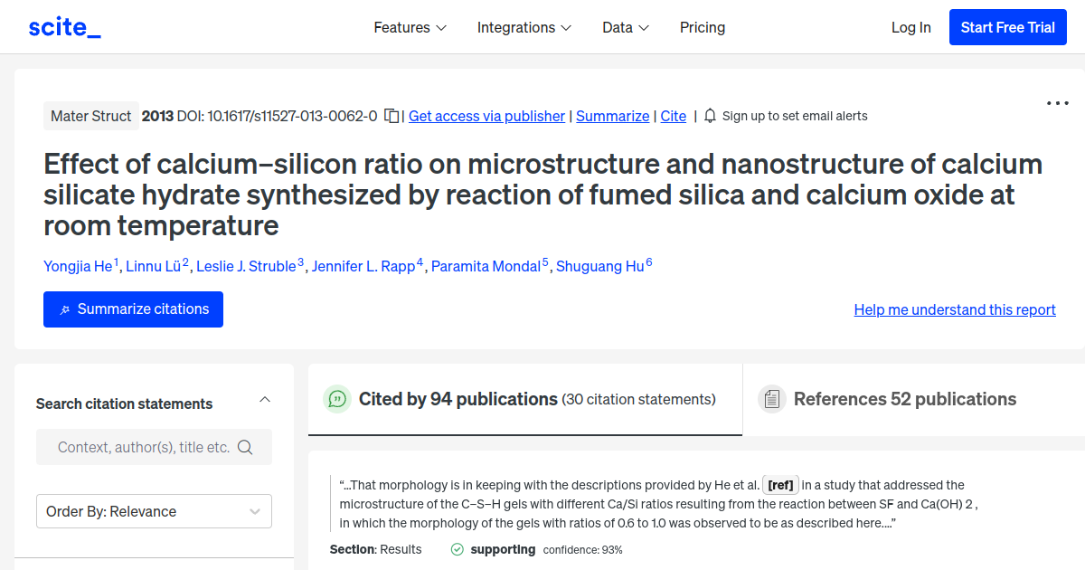 Effect of calcium–silicon ratio on microstructure and nanostructure of ...