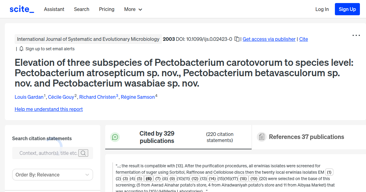 Elevation of three subspecies of Pectobacterium carotovorum to species ...