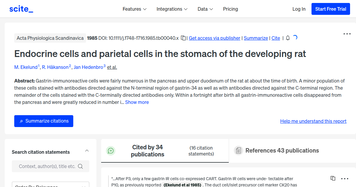 Endocrine cells and parietal cells in the stomach of the developing rat