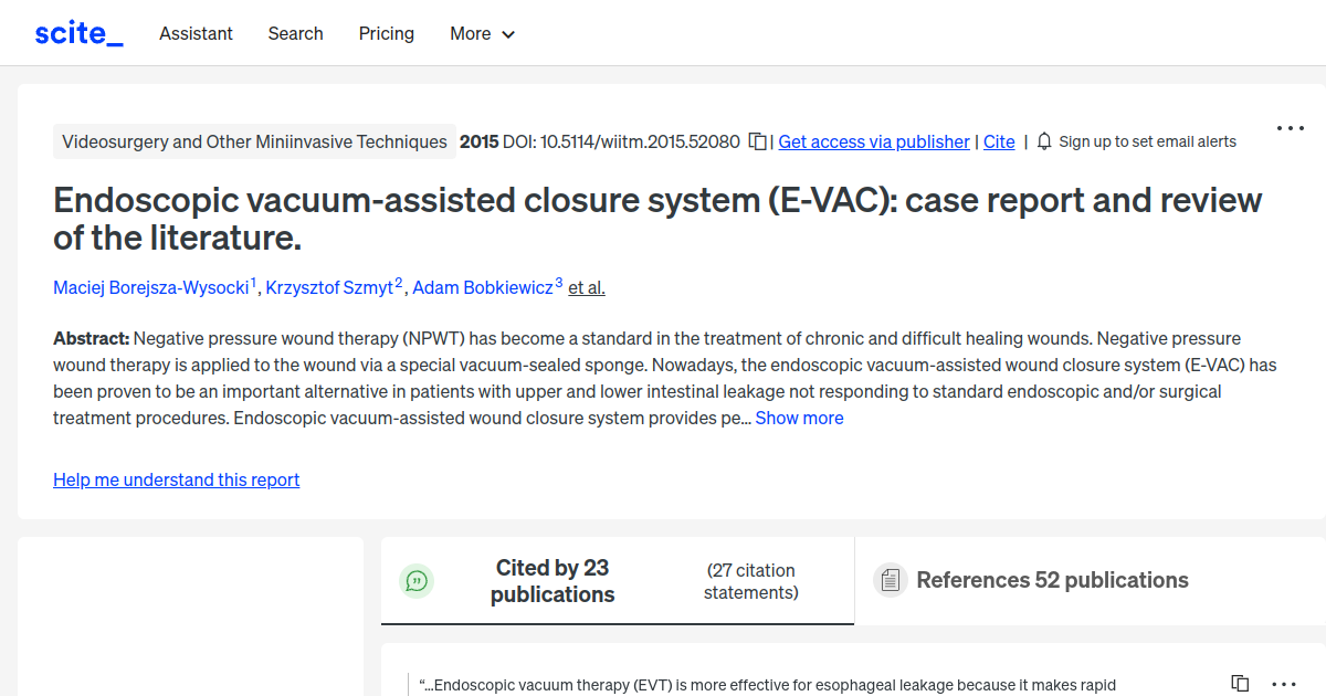 Endoscopic vacuum-assisted closure system (E-VAC): case report and ...