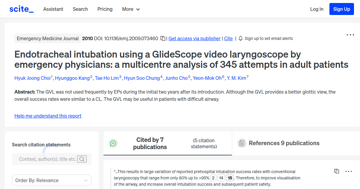 Endotracheal intubation using a GlideScope video laryngoscope by ...