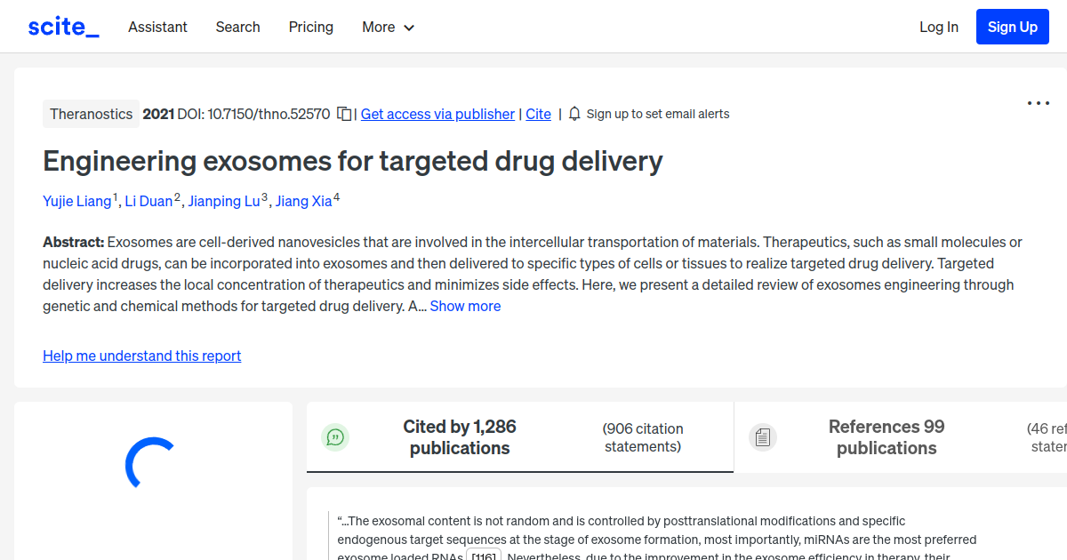 Engineering exosomes for targeted drug delivery - [scite report]