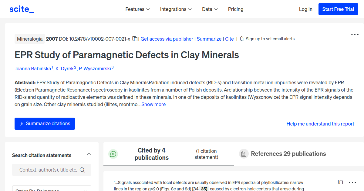 EPR Study of Paramagnetic Defects in Clay Minerals