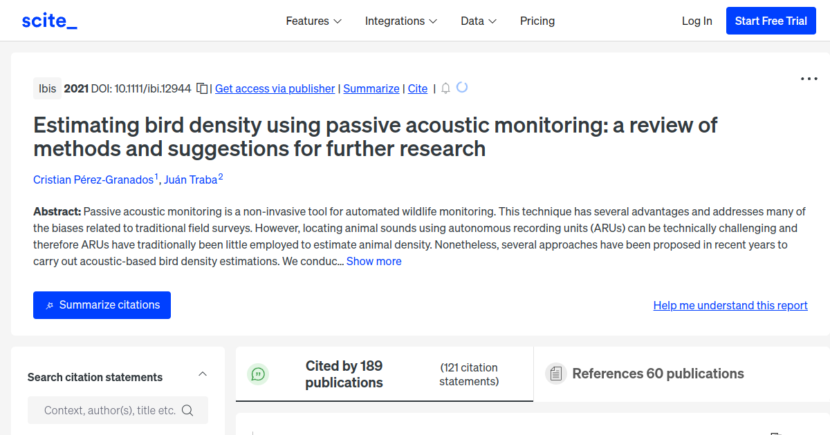 Estimating bird density using passive acoustic monitoring: a review of ...