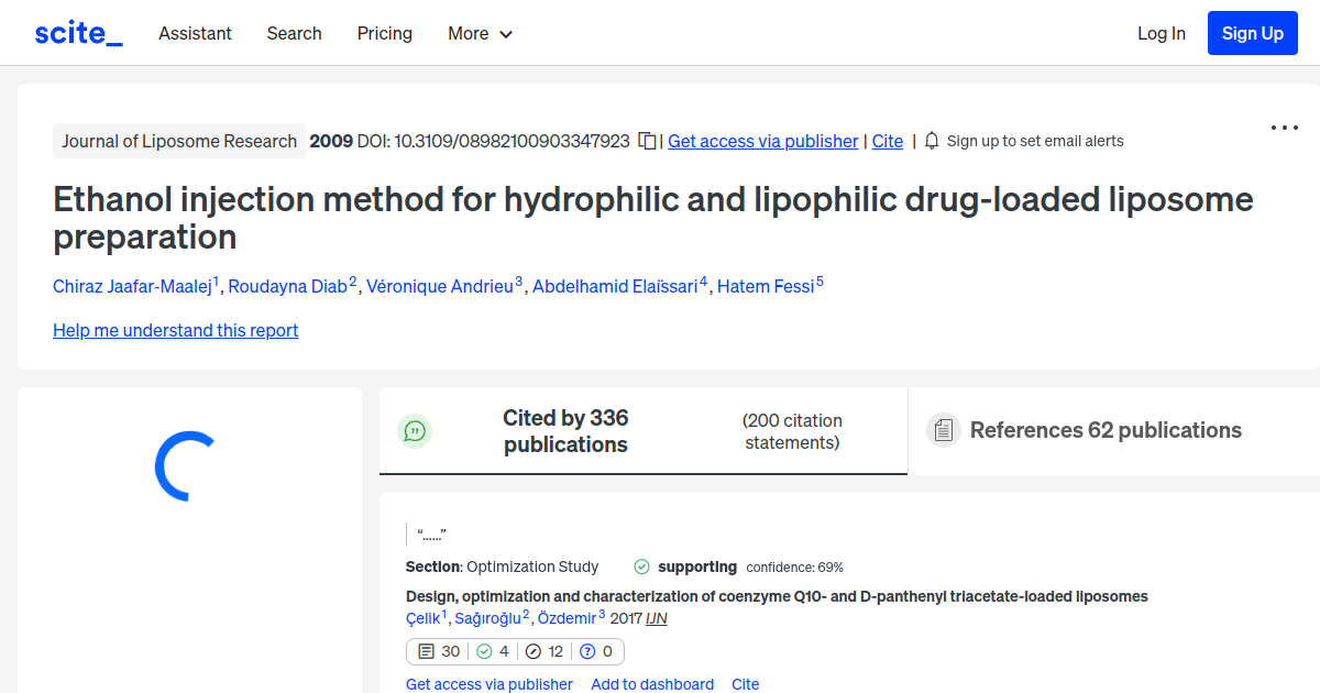 Ethanol injection method for hydrophilic and lipophilic drug-loaded ...