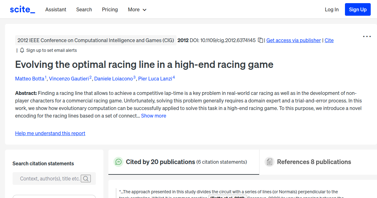 Evolving the optimal racing line in a high-end racing game