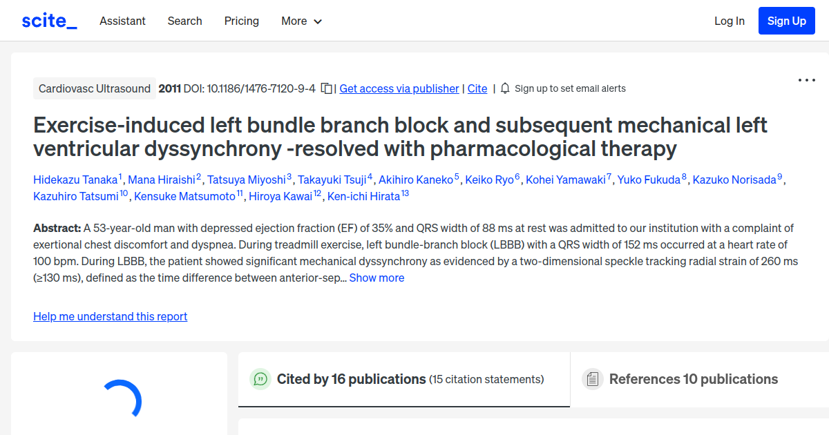 Exercise-induced left bundle branch block and subsequent mechanical ...