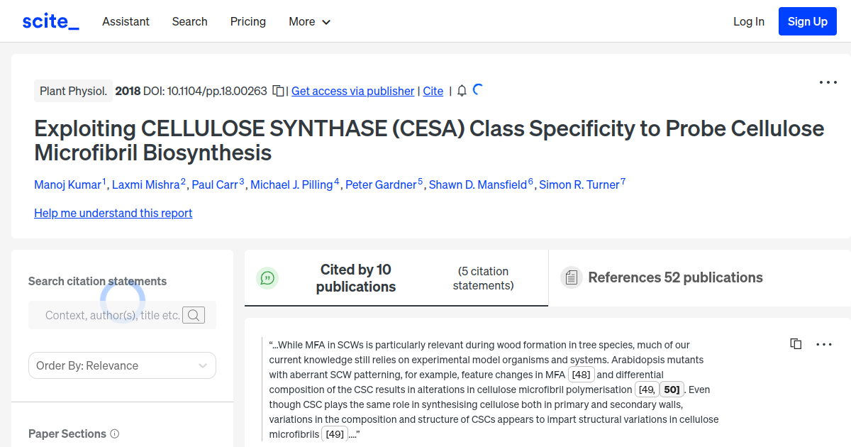 Exploiting CELLULOSE SYNTHASE (CESA) Class Specificity to Probe ...