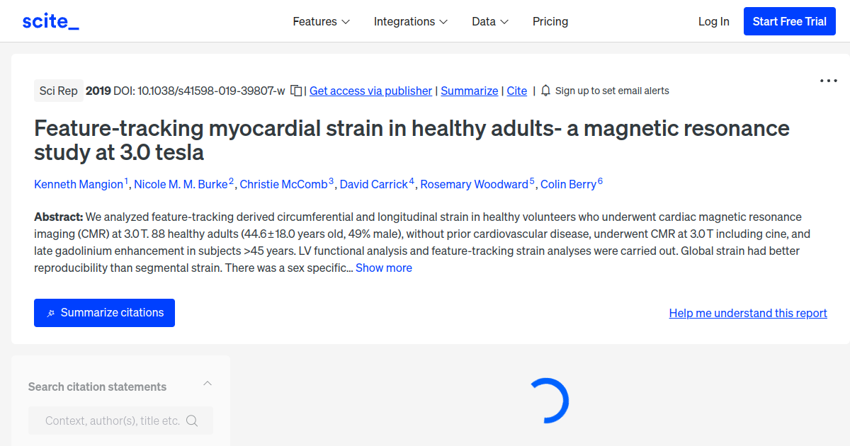 Feature-tracking myocardial strain in healthy adults- a magnetic ...