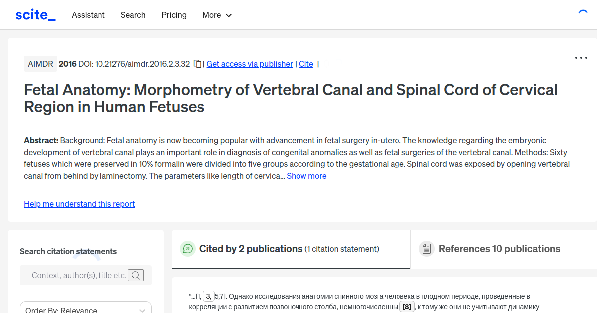 Fetal Anatomy: Morphometry of Vertebral Canal and Spinal Cord of ...
