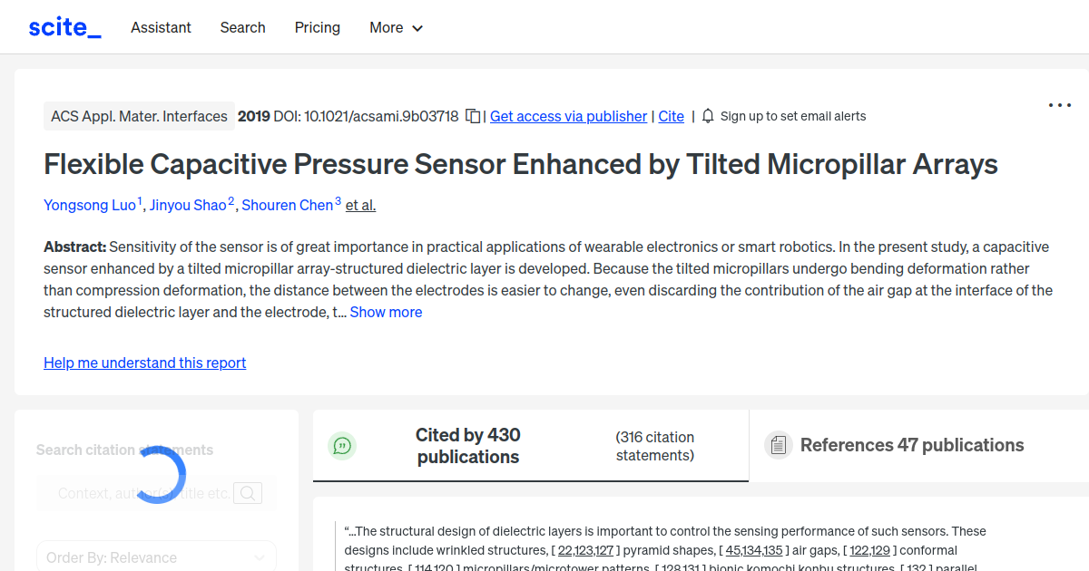Flexible Capacitive Pressure Sensor Enhanced by Tilted Micropillar Arrays