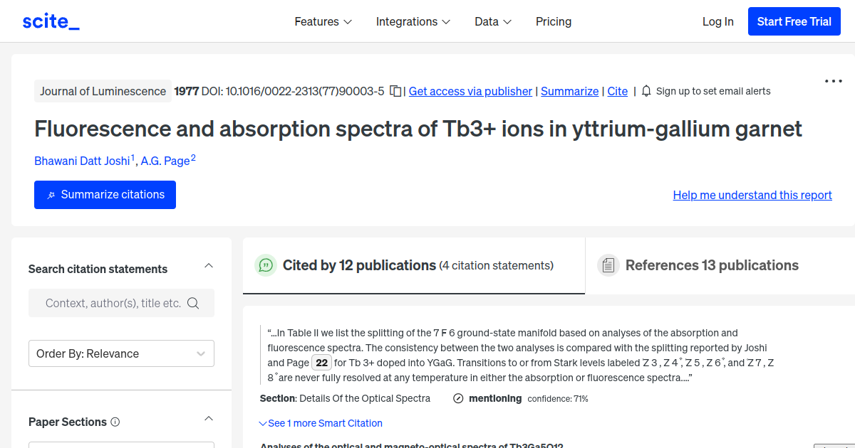 Fluorescence and absorption spectra of Tb3+ ions in yttrium-gallium garnet
