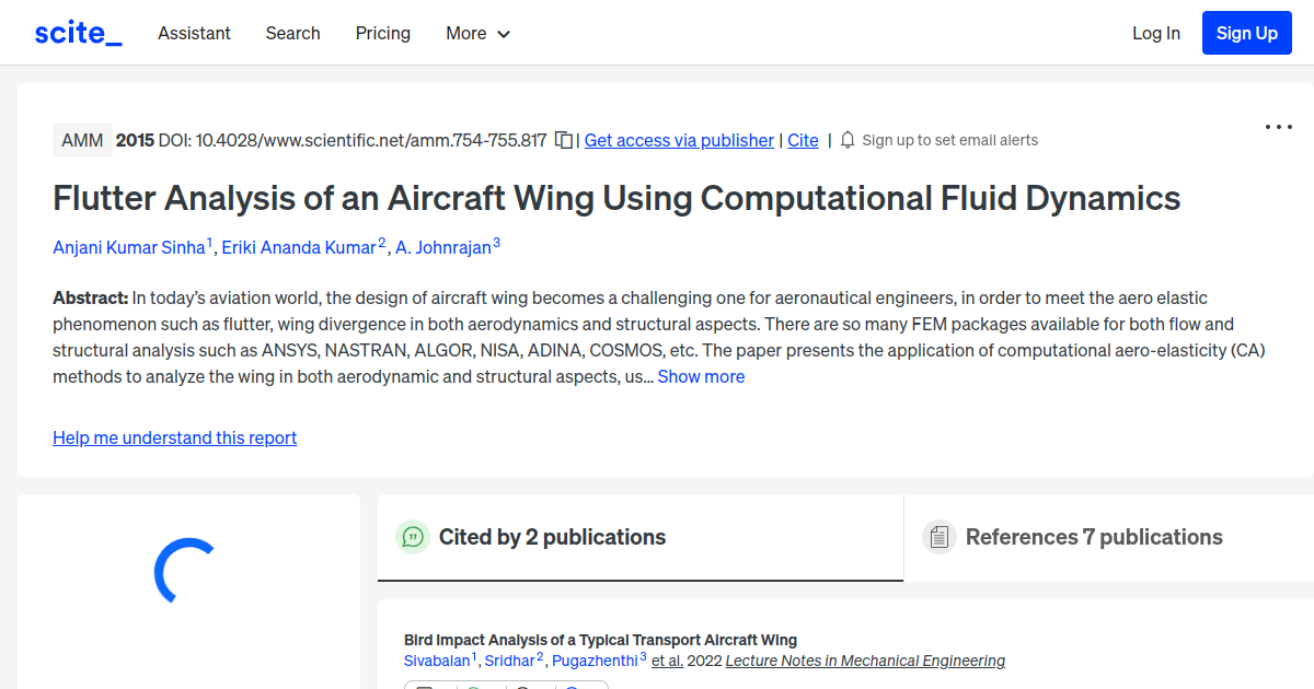 Flutter Analysis of an Aircraft Wing Using Computational Fluid Dynamics ...