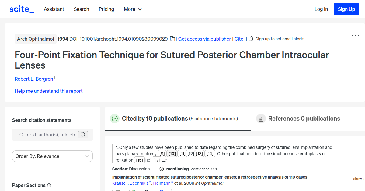 Four-Point Fixation Technique for Sutured Posterior Chamber Intraocular ...