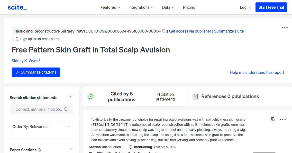 Free Pattern Skin Graft in Total Scalp Avulsion
