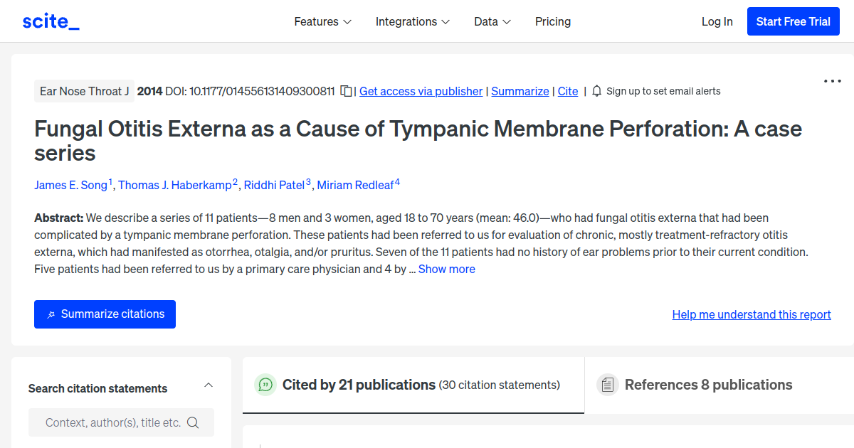 Fungal Otitis Externa as a Cause of Tympanic Membrane Perforation: A ...