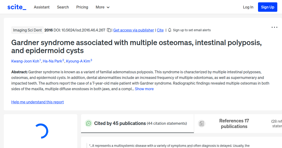 Gardner syndrome associated with multiple osteomas, intestinal ...