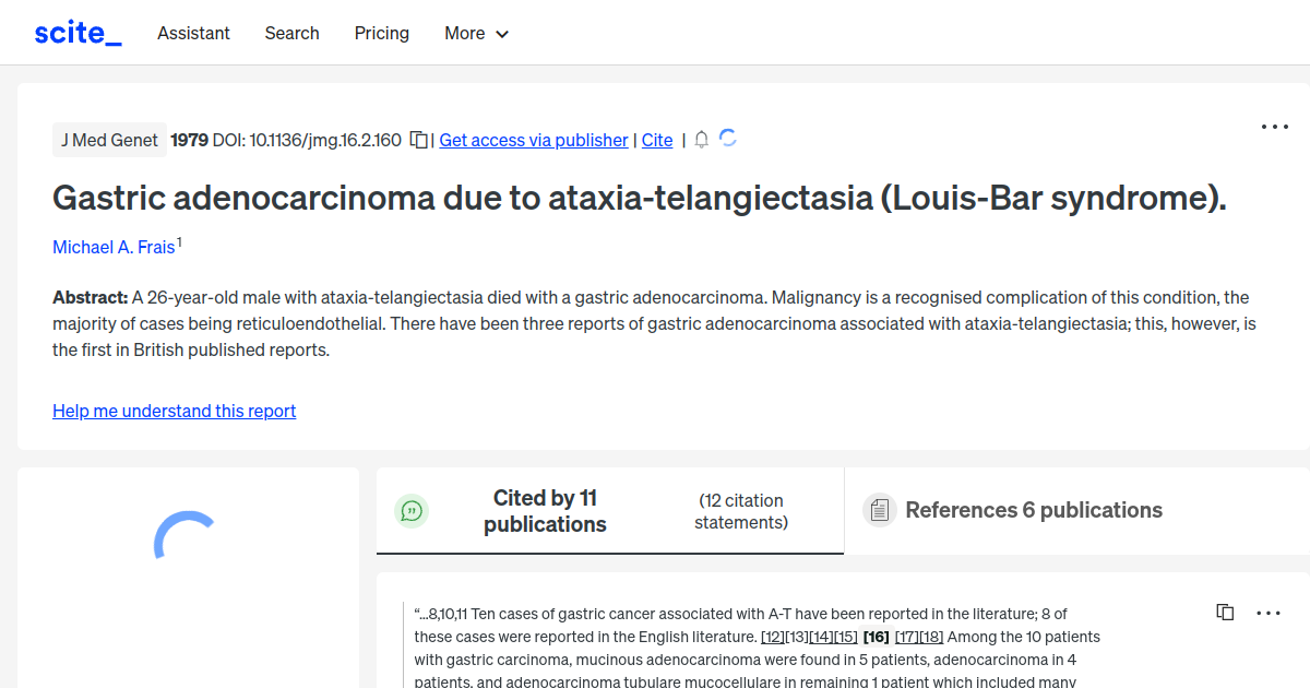 Gastric adenocarcinoma due to ataxia-telangiectasia (Louis-Bar syndrome ...