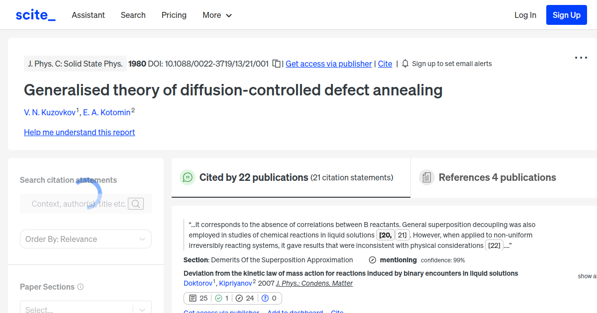 Generalised theory of diffusion-controlled defect annealing - [scite ...