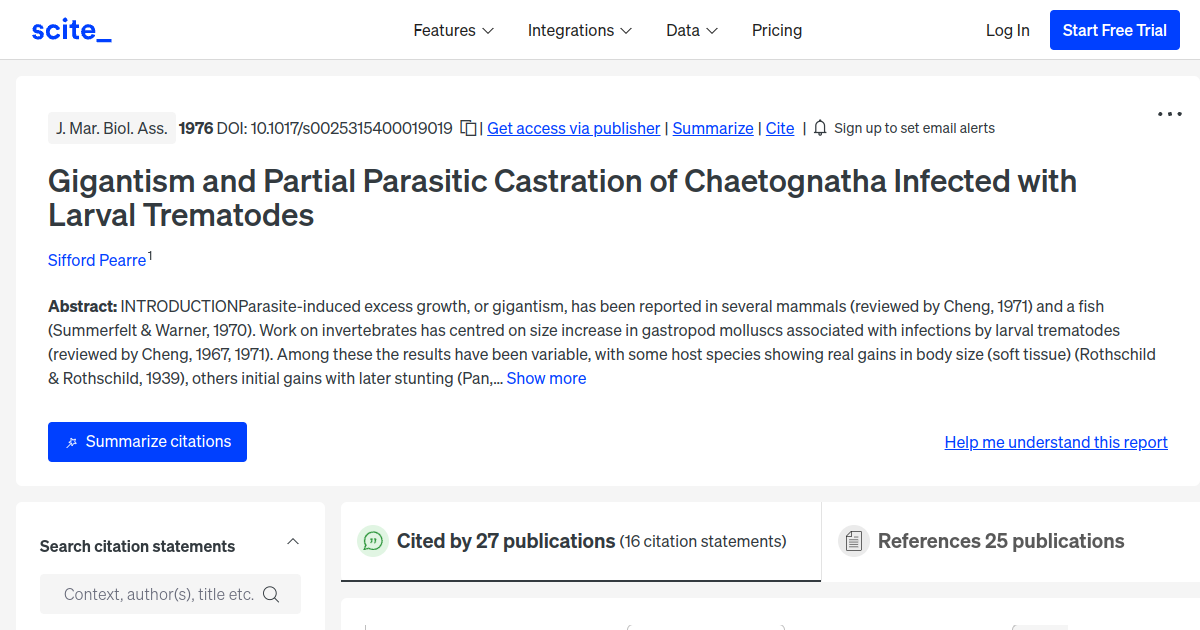 Gigantism and Partial Parasitic Castration of Chaetognatha Infected ...
