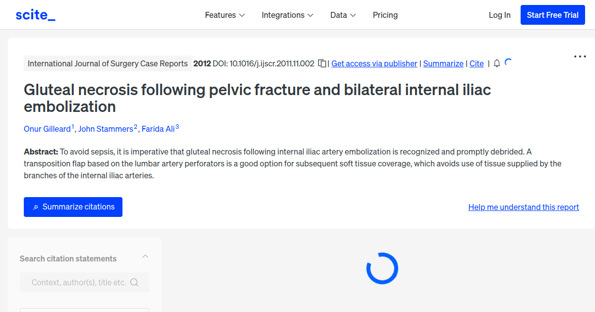 Gluteal necrosis following pelvic fracture and bilateral internal iliac ...