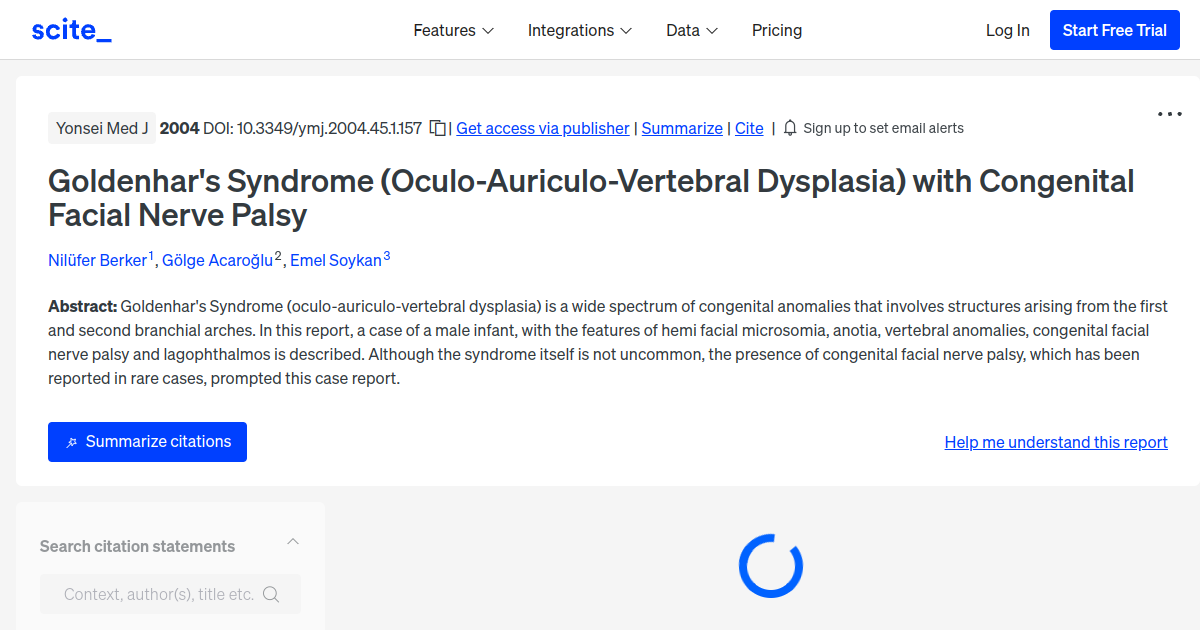 Goldenhar's Syndrome (Oculo-Auriculo-Vertebral Dysplasia) with ...