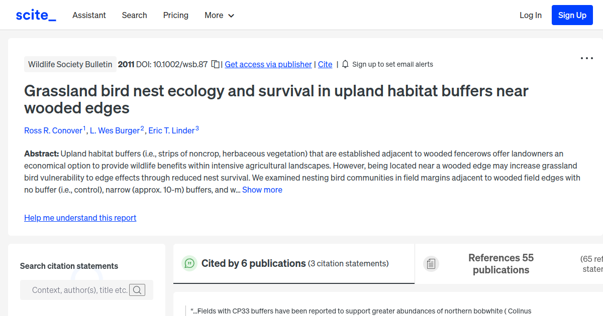 Grassland bird nest ecology and survival in upland habitat buffers near ...