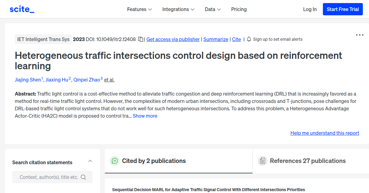 Heterogeneous traffic intersections control design based on ...