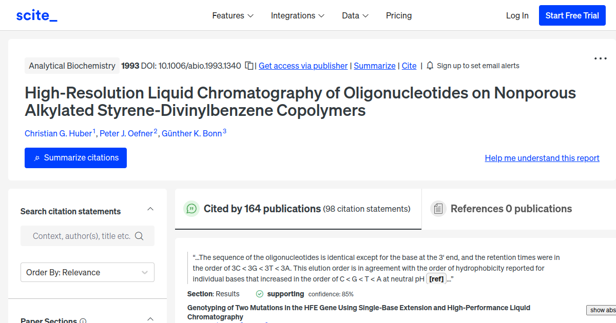 High-Resolution Liquid Chromatography of Oligonucleotides on Nonporous ...
