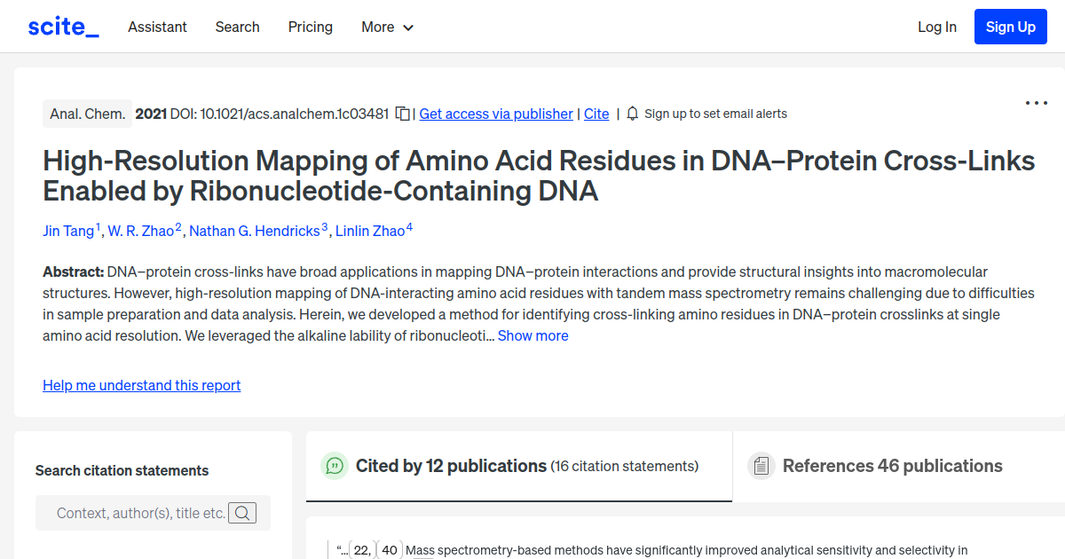 High-Resolution Mapping of Amino Acid Residues in DNA–Protein Cross ...
