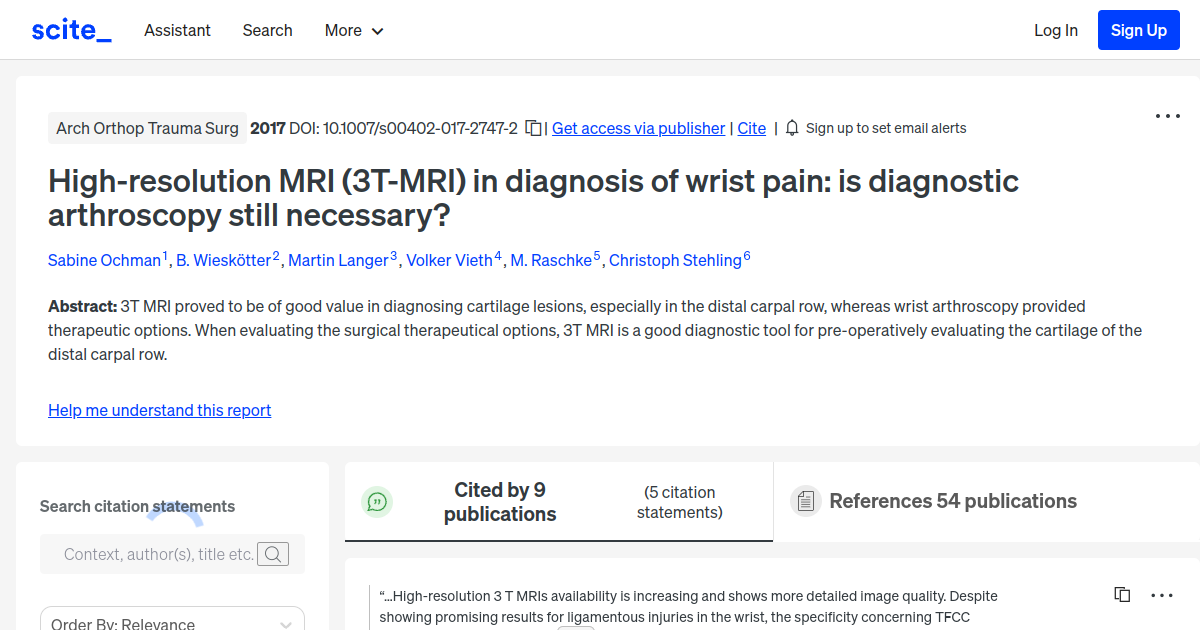 High-resolution MRI (3T-MRI) in diagnosis of wrist pain: is diagnostic ...