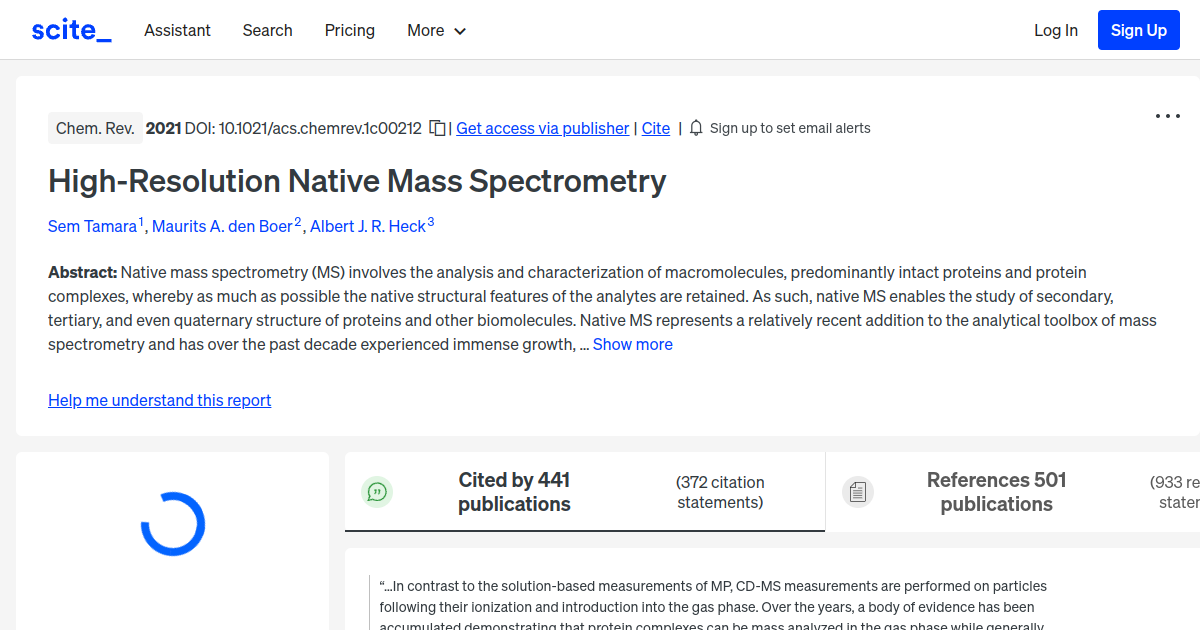 High-Resolution Native Mass Spectrometry - [scite report]