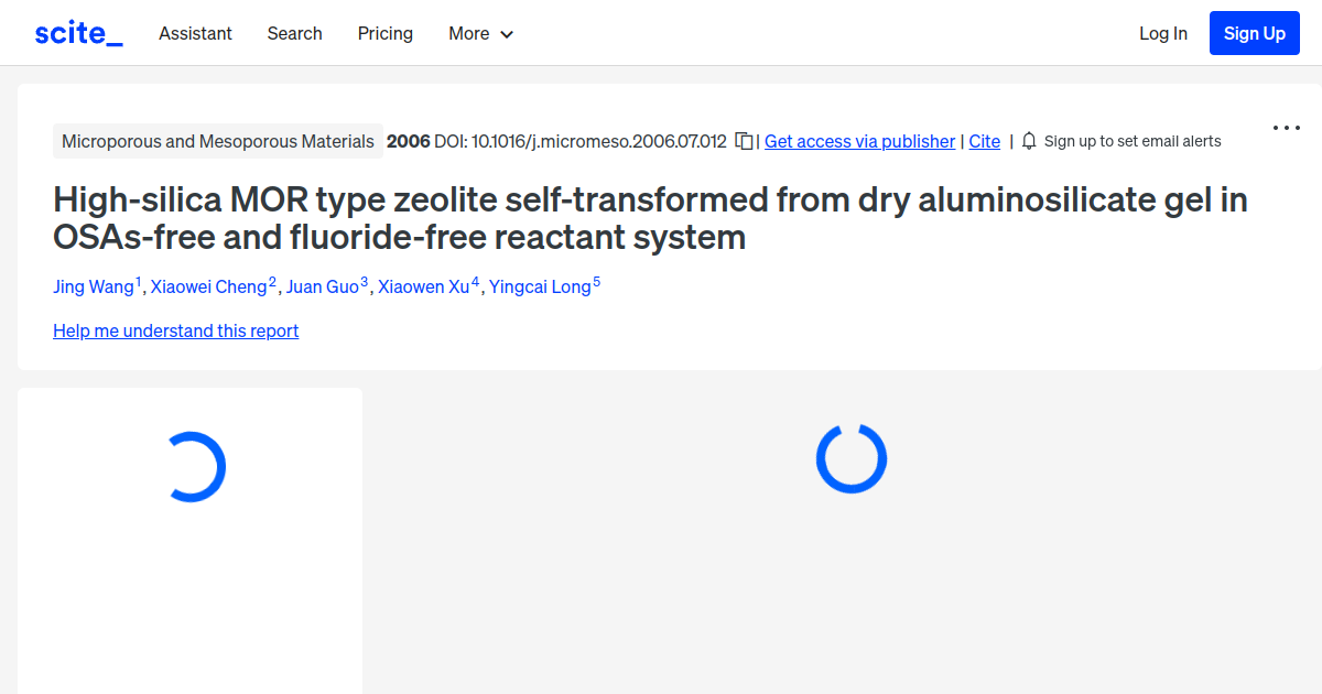 High-silica MOR type zeolite self-transformed from dry aluminosilicate ...
