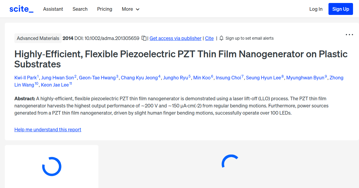 Highly‐Efficient, Flexible Piezoelectric PZT Thin Film Nanogenerator on ...