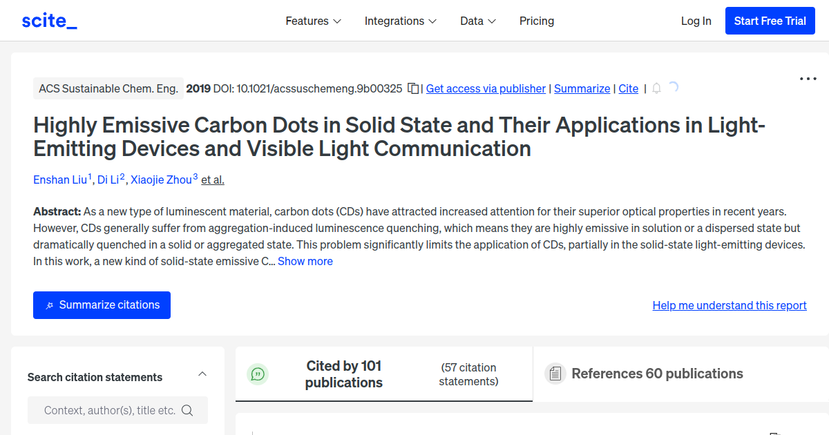 Highly Emissive Carbon Dots in Solid State and Their Applications in ...