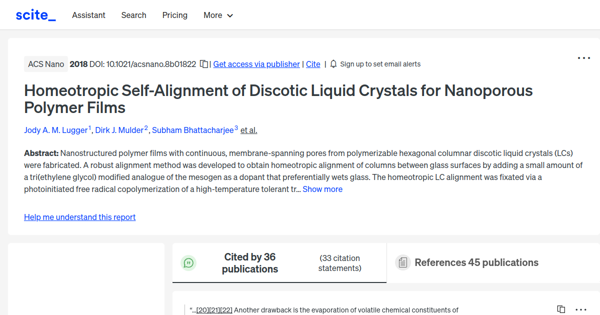 Homeotropic Self-Alignment of Discotic Liquid Crystals for Nanoporous ...