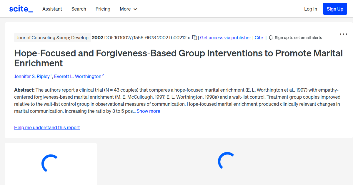 Hope-Focused and Forgiveness-Based Group Interventions to Promote ...