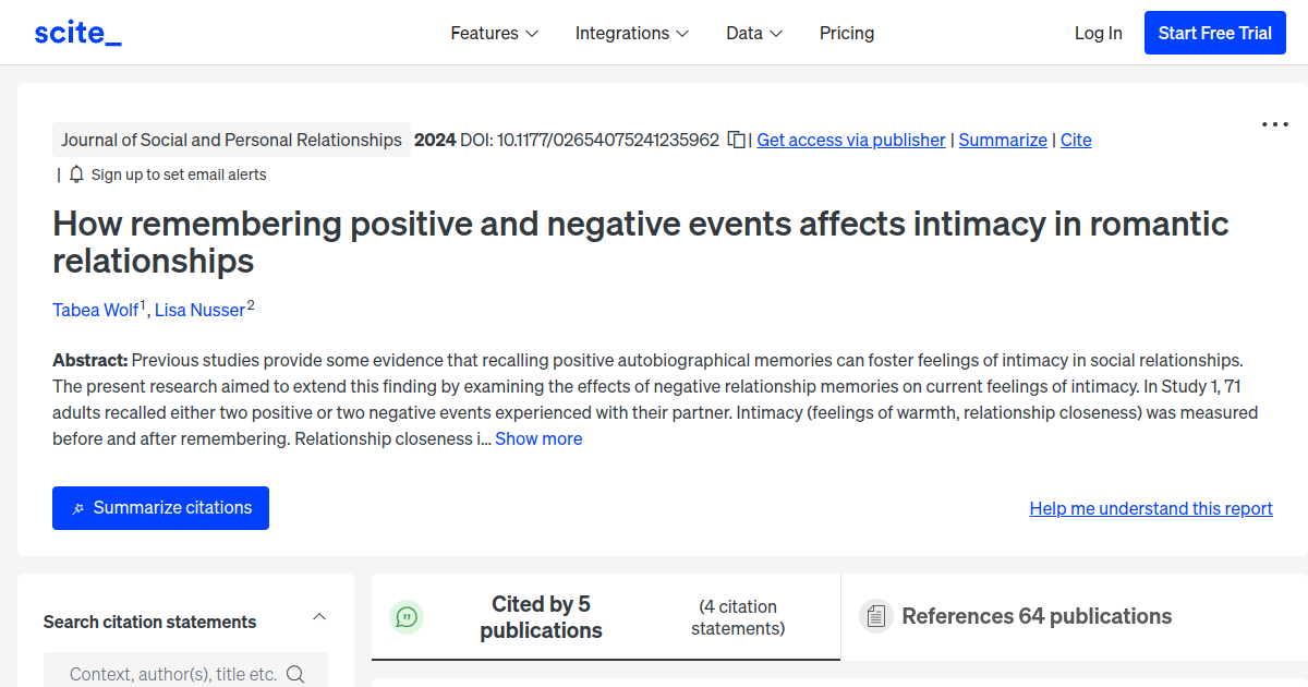How remembering positive and negative events affects intimacy in ...