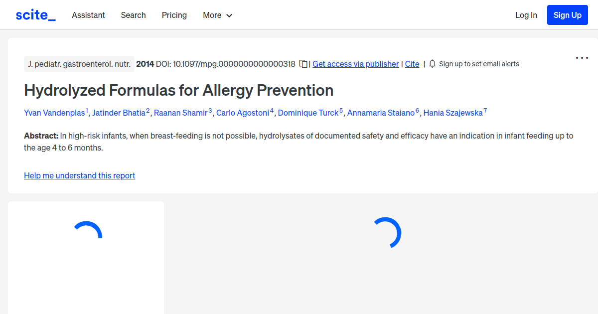 Hydrolyzed Formulas for Allergy Prevention - [scite report]