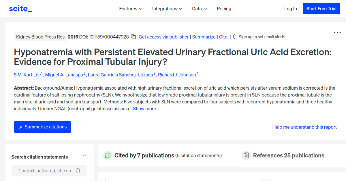 Hyponatremia with Persistent Elevated Urinary Fractional Uric Acid ...