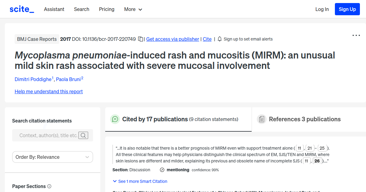Mycoplasma pneumoniae -induced rash and mucositis (MIRM): an unusual ...