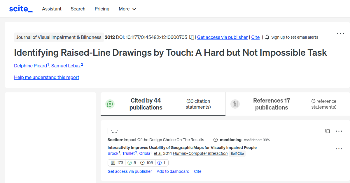 Identifying Raised-Line Drawings by Touch: A Hard but Not Impossible ...