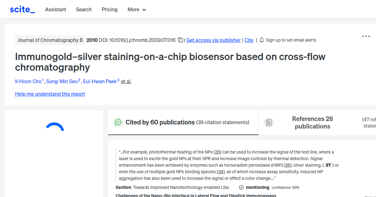 Immunogold–silver staining-on-a-chip biosensor based on cross-flow ...