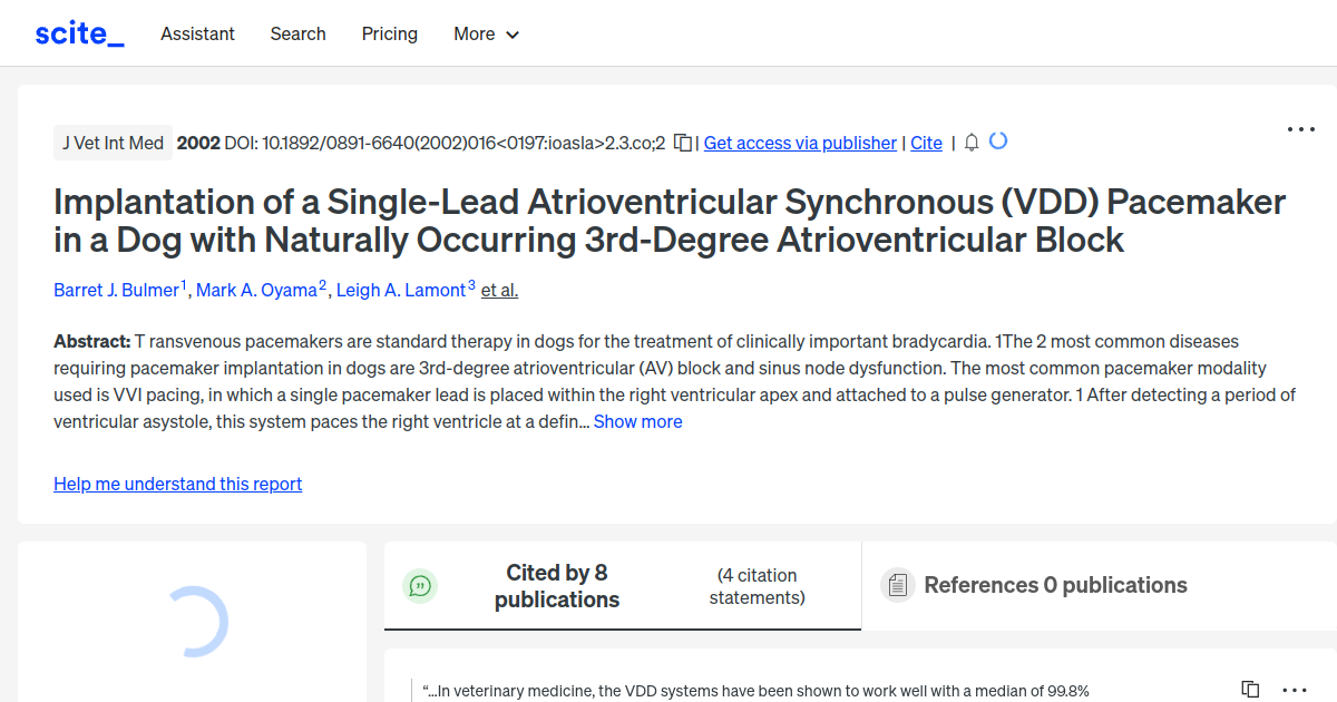 Implantation of a Single-Lead Atrioventricular Synchronous (VDD ...